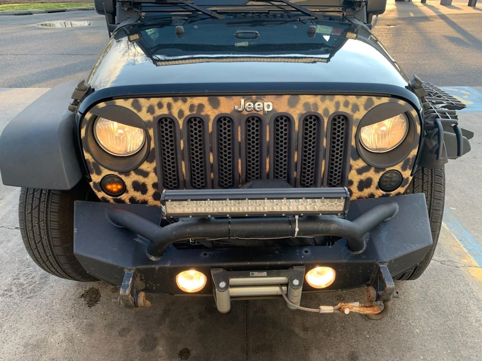 Cheetah Animal Print Jeep Grill Skin Vinyl Grill Wrap Sticker Decal ...