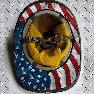 Diamond Plate Windy USA American Flag Fire Helmet Wrap Brim Trim Decal ...