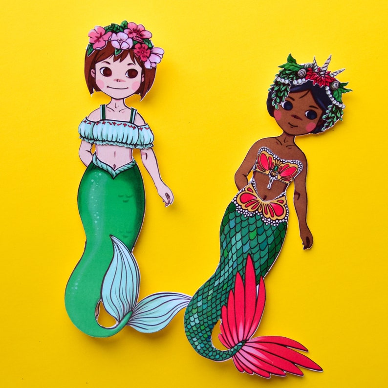 Printable Mermaid Paper Doll Templates - Etsy