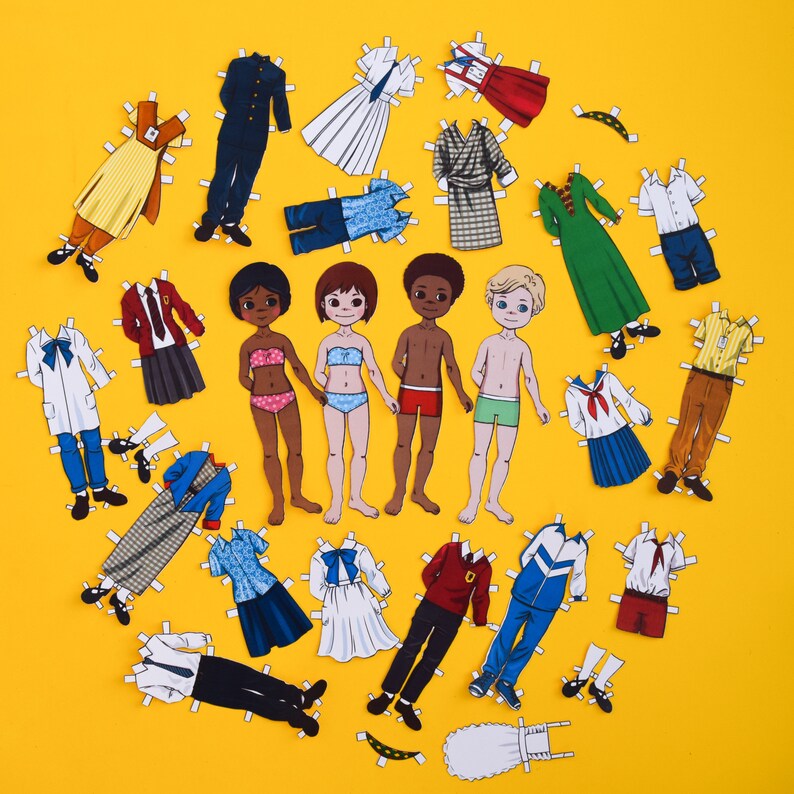 School Uniform Paper Dolls - Etsy