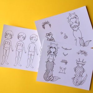 Printable Mermaid Paper Doll Templates - Etsy