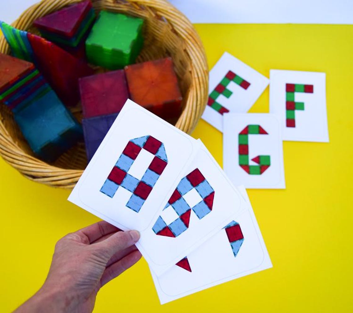Magnetic Tiles Idea Cards: Alphabet With Uppercase Letters - Etsy