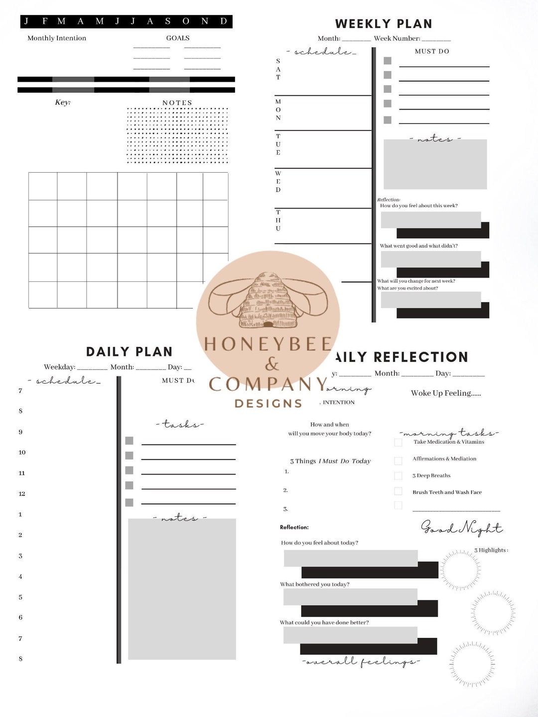 Planner Set. Daily Planner. Weekly Planner. Monthly Planner. Printable ...