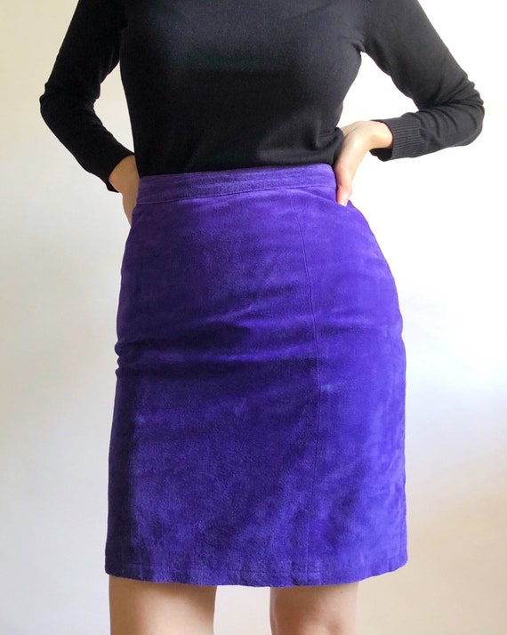 Vintage royal purple suede pencil skirt - Gem