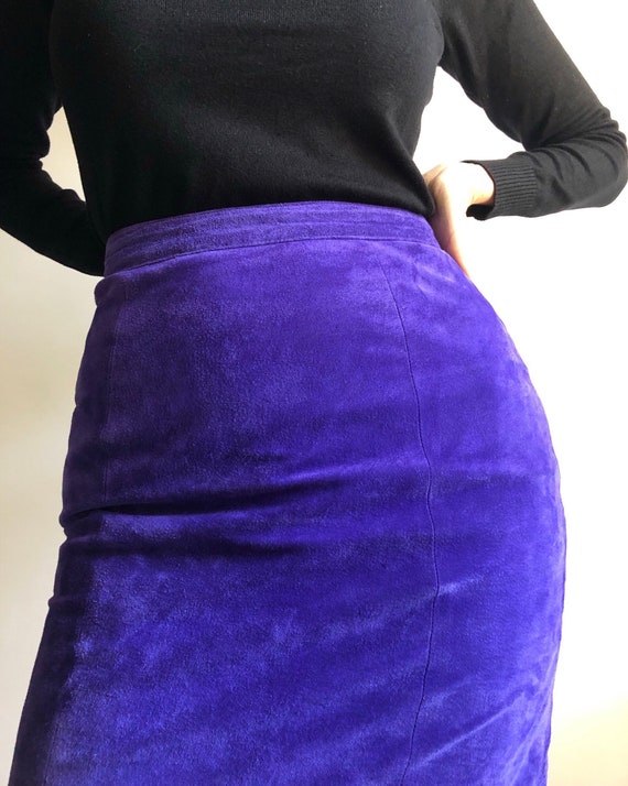 Vintage royal purple suede pencil skirt - Gem