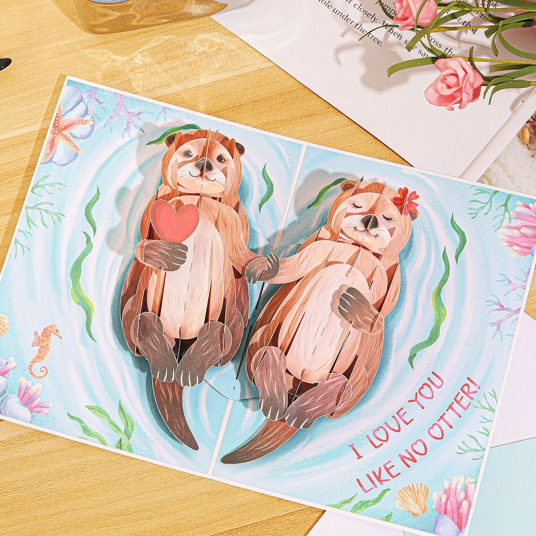 Love Otter Valentines Day Card for Wife, Couple, Husband, Anniversary ...