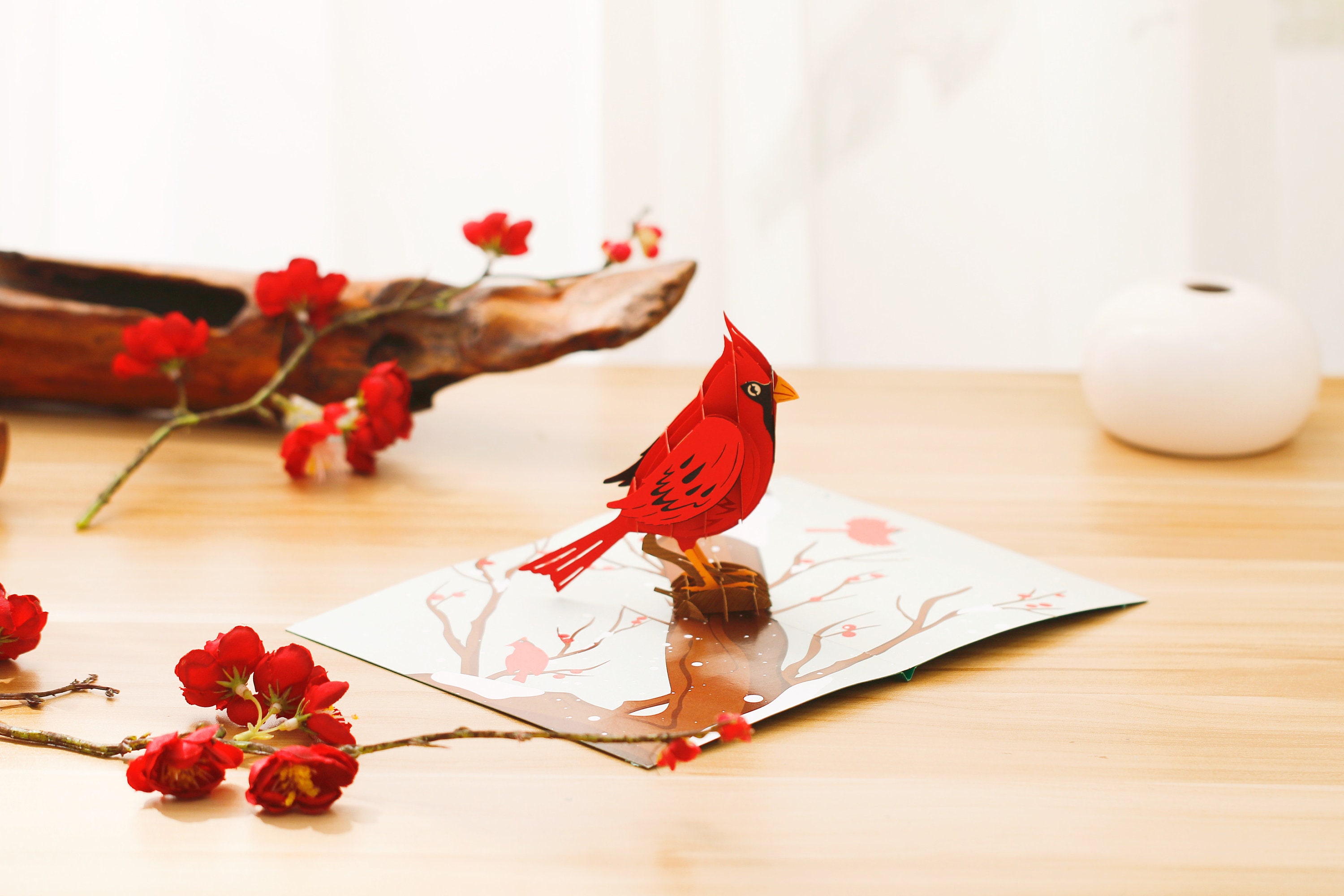 Liif Cardinal 3D Greeting Pop up Christmas Card Cardinal Bird | Etsy