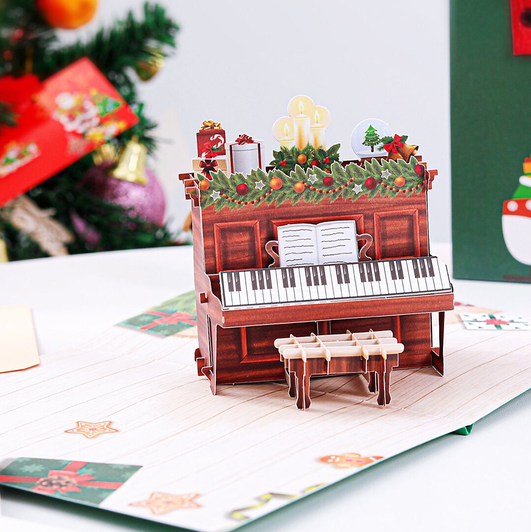 Liif Christmas Piano 3D Greeting Pop up Christmas Card, Holiday Card ...