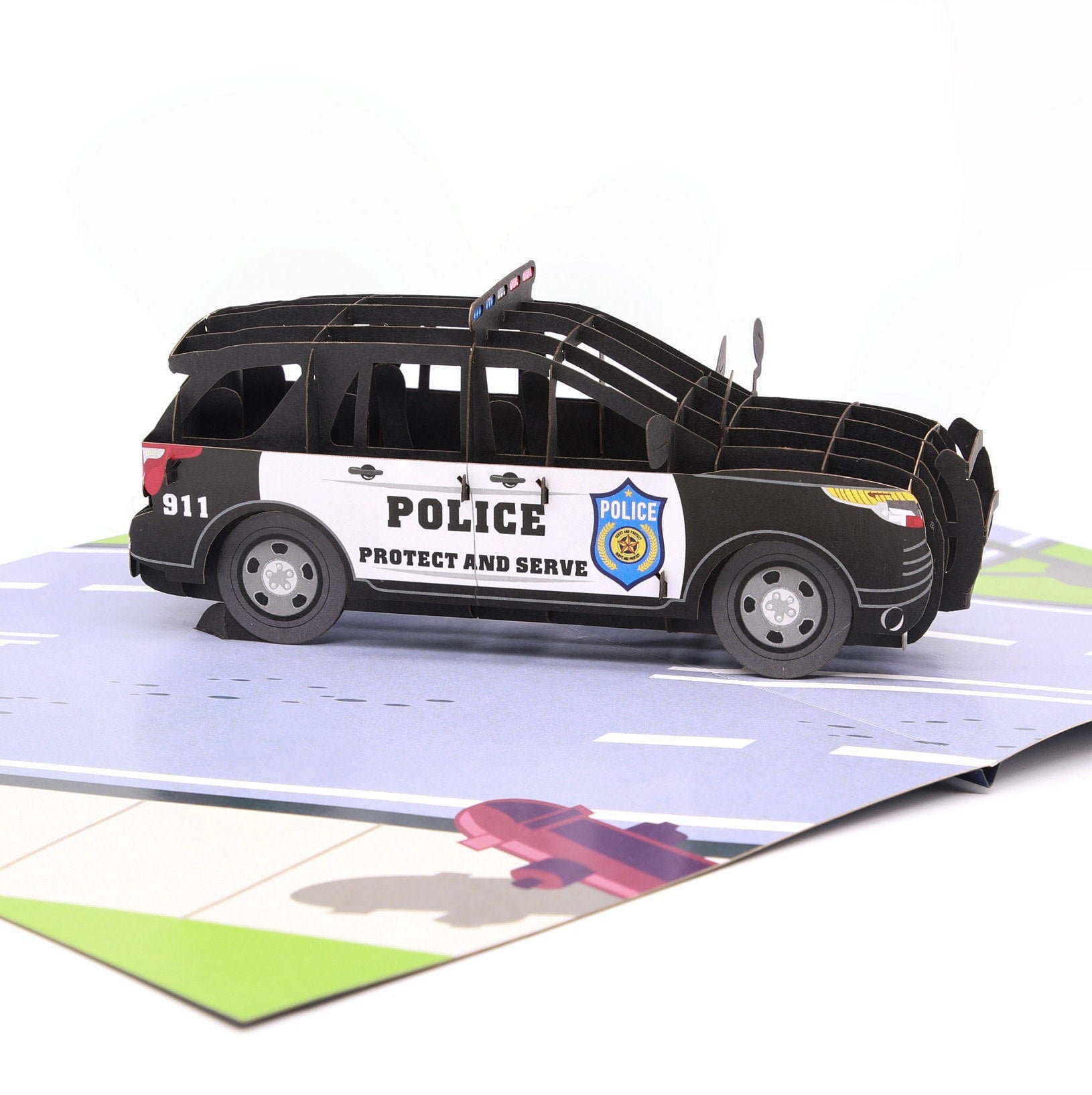 Liif Police Car 3D Greeting Pop up Card, Father's Day, Retirement ...