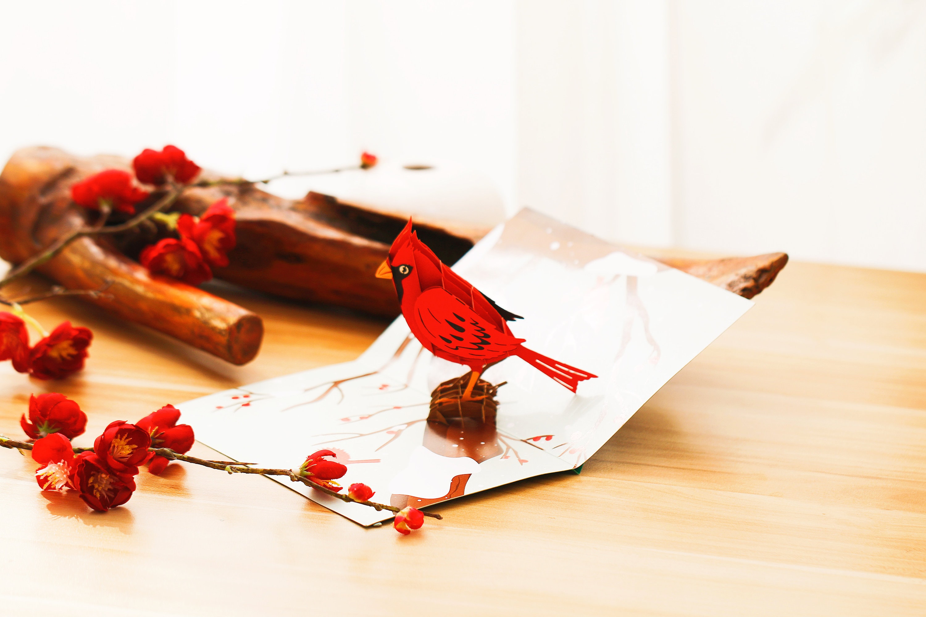 Liif Cardinal 3D Greeting Pop up Christmas Card Cardinal Bird | Etsy