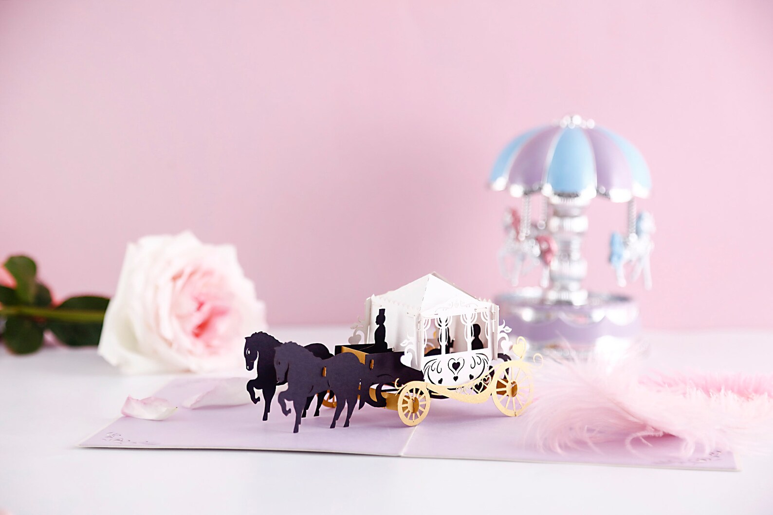 Liif Magic Carriage 3D Greeting Wedding Pop up Card, Happy Birthday ...