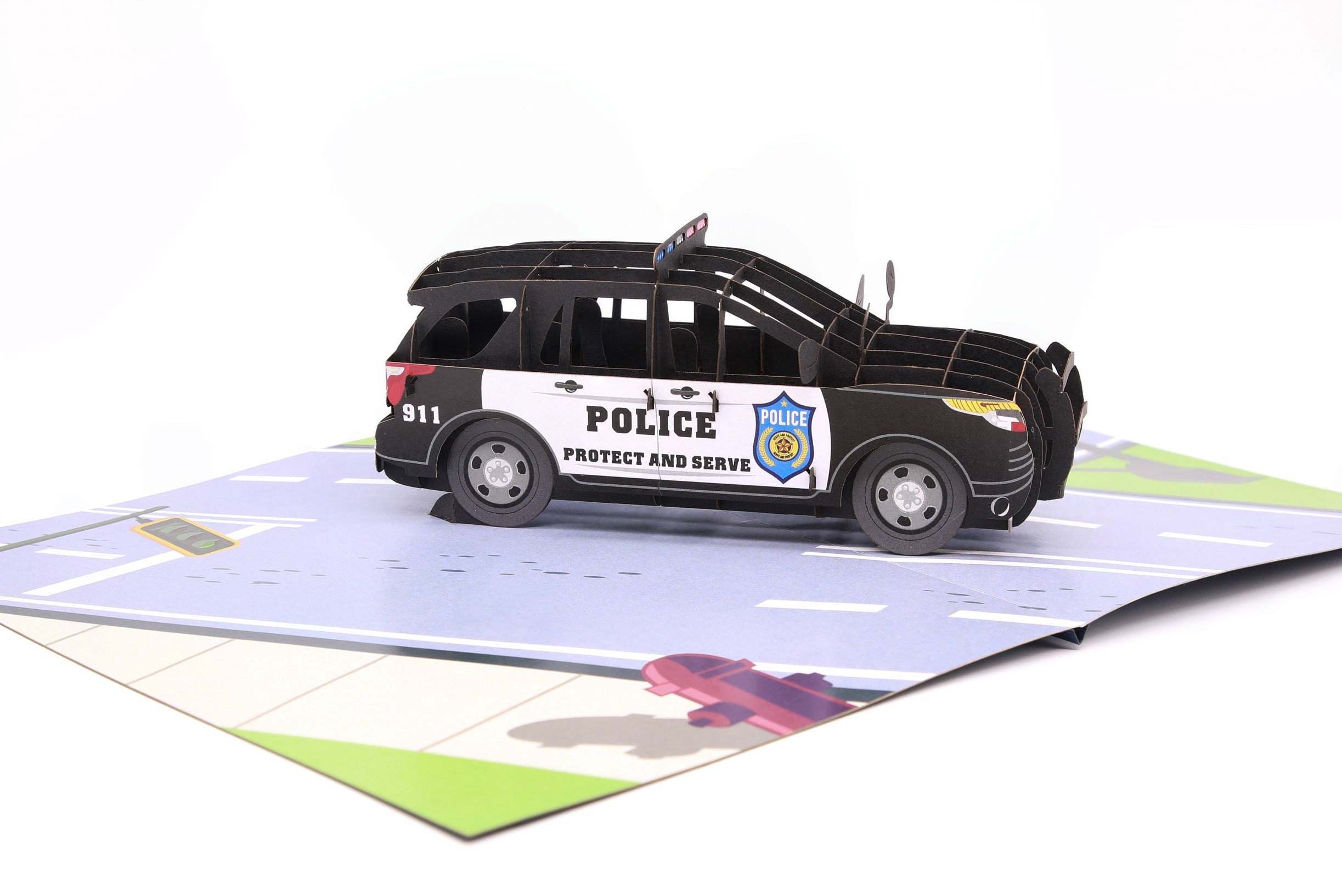 Liif Police Car 3D Greeting Pop up Card, Father's Day, Retirement ...
