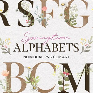 Springtime Watercolour Floral Alphabet Clip Art Letters | Etsy
