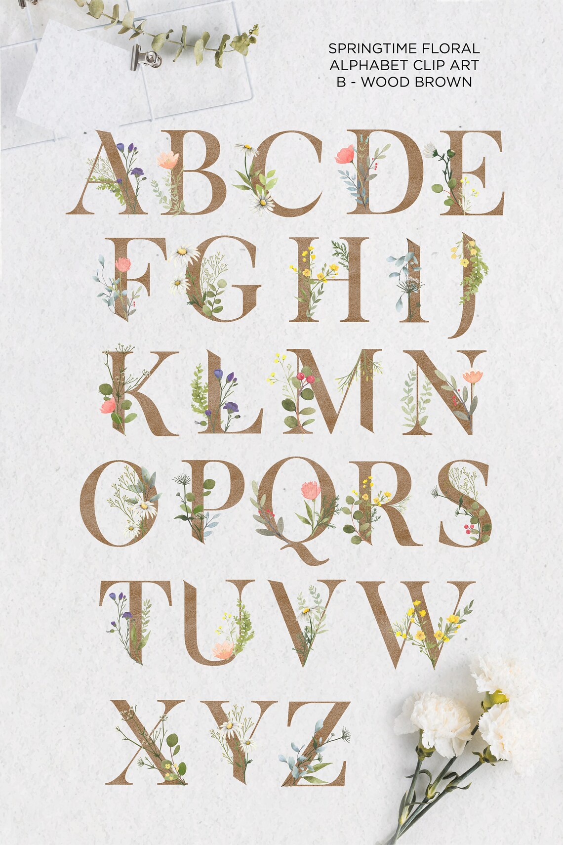 Springtime Watercolour Floral Alphabet Clip Art Letters - Etsy