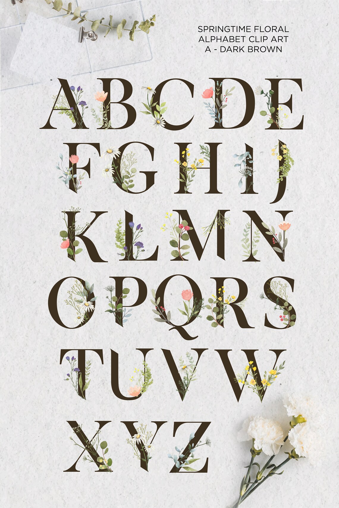 Springtime Watercolour Floral Alphabet Clip Art Letters | Etsy