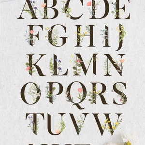 Springtime Watercolour Floral Alphabet Clip Art Letters - Etsy