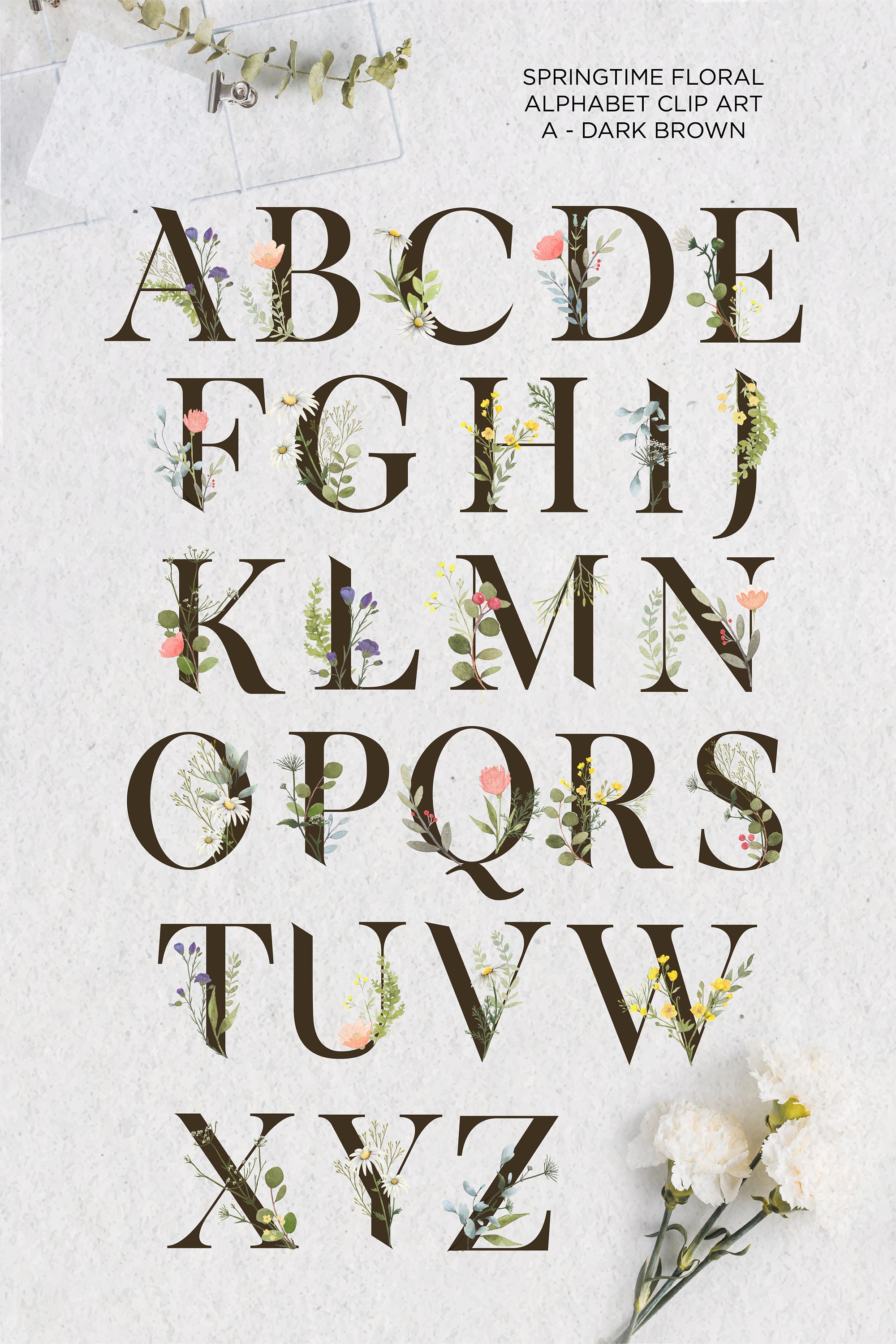 Floral Letters Clip Art Alphabets Digital Download PNG - Etsy