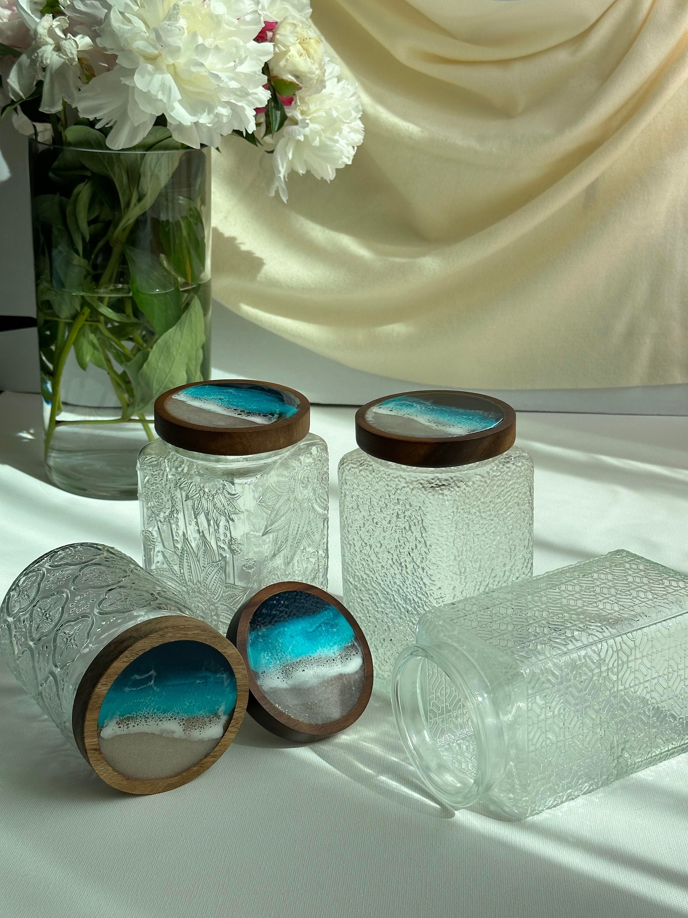 Vintage Kitchen Containers With Resin Oats Grain Glass Storage Jar ...