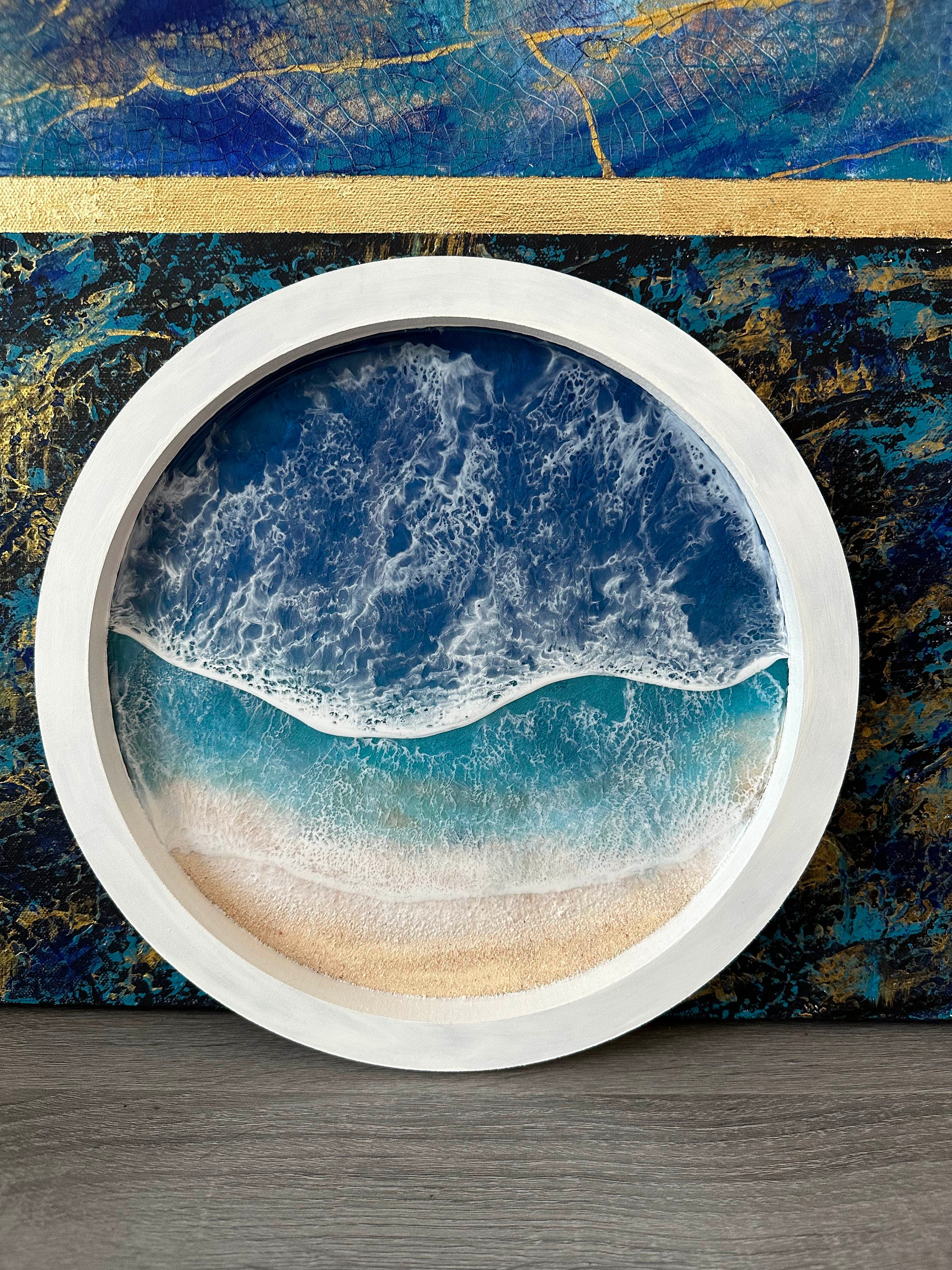 Resin Wall Art, Round Epoxy Resin Ocean Wall Art, Ocean Resin Wall ...