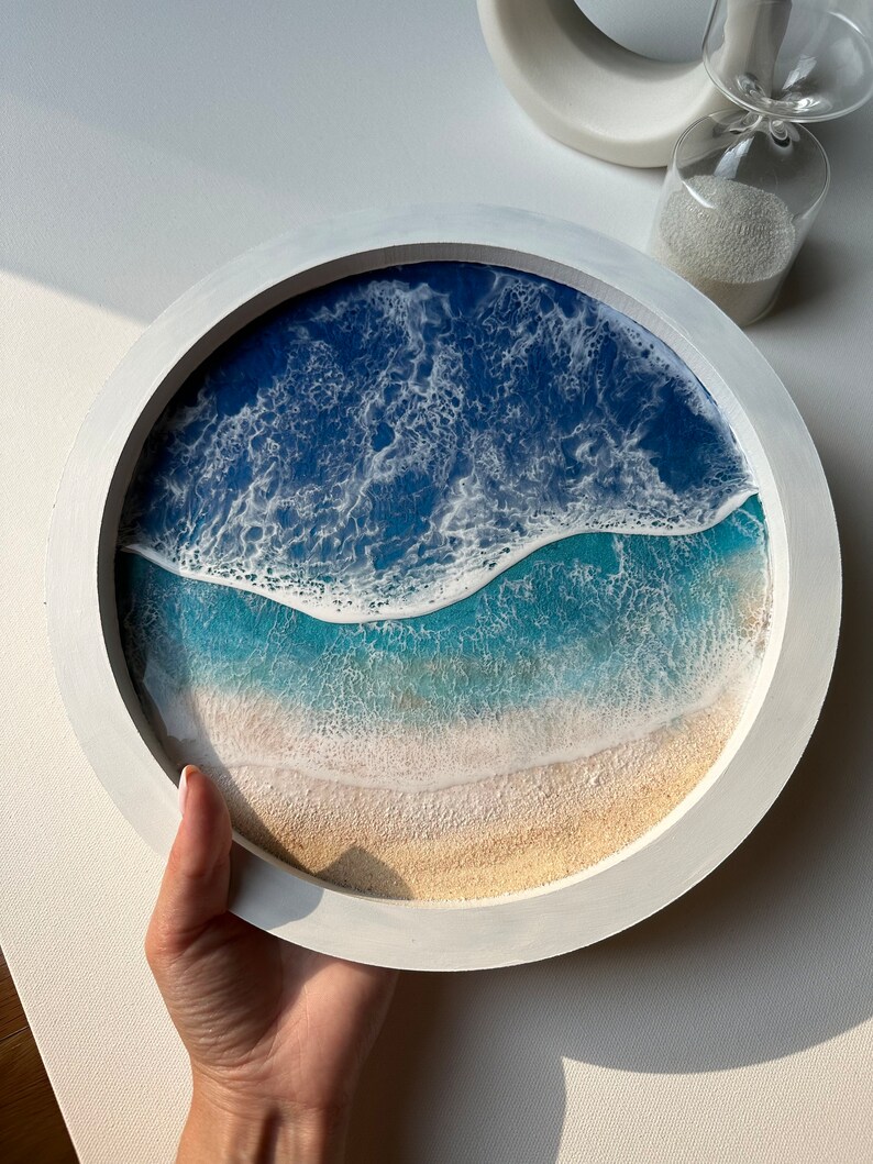 Resin Wall Art, Round Epoxy Resin Ocean Wall Art, Ocean Resin Wall ...