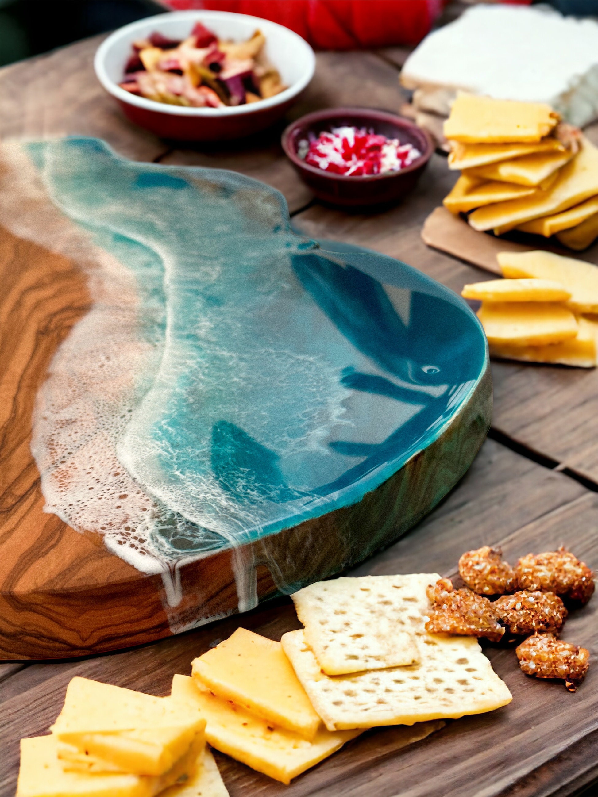 Personalized Ocean Resin Cheese Board Engagement Gift Unique ...