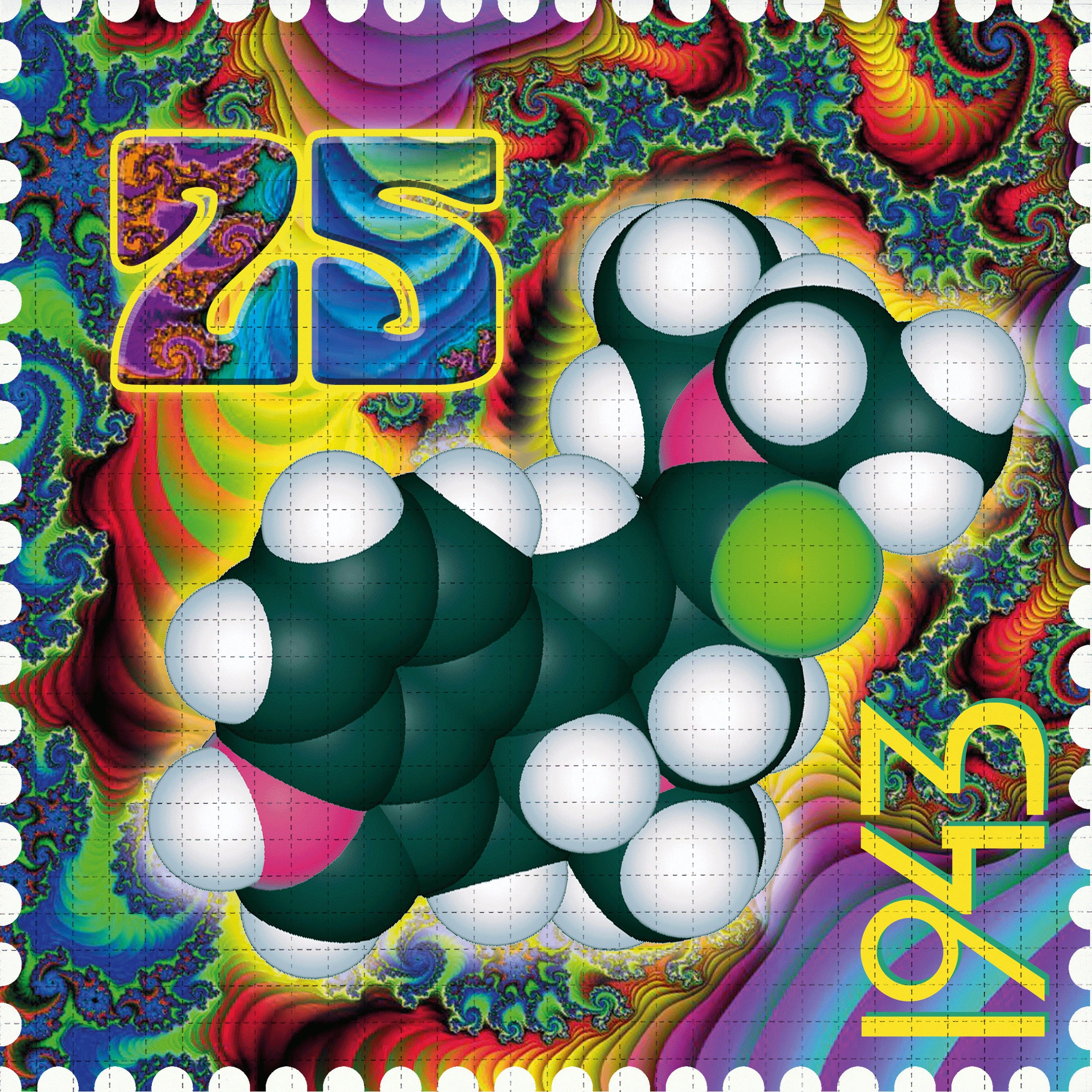Psychedelic Blotter Art // ALBERT HOFMANN Molecular Stamp // | Etsy