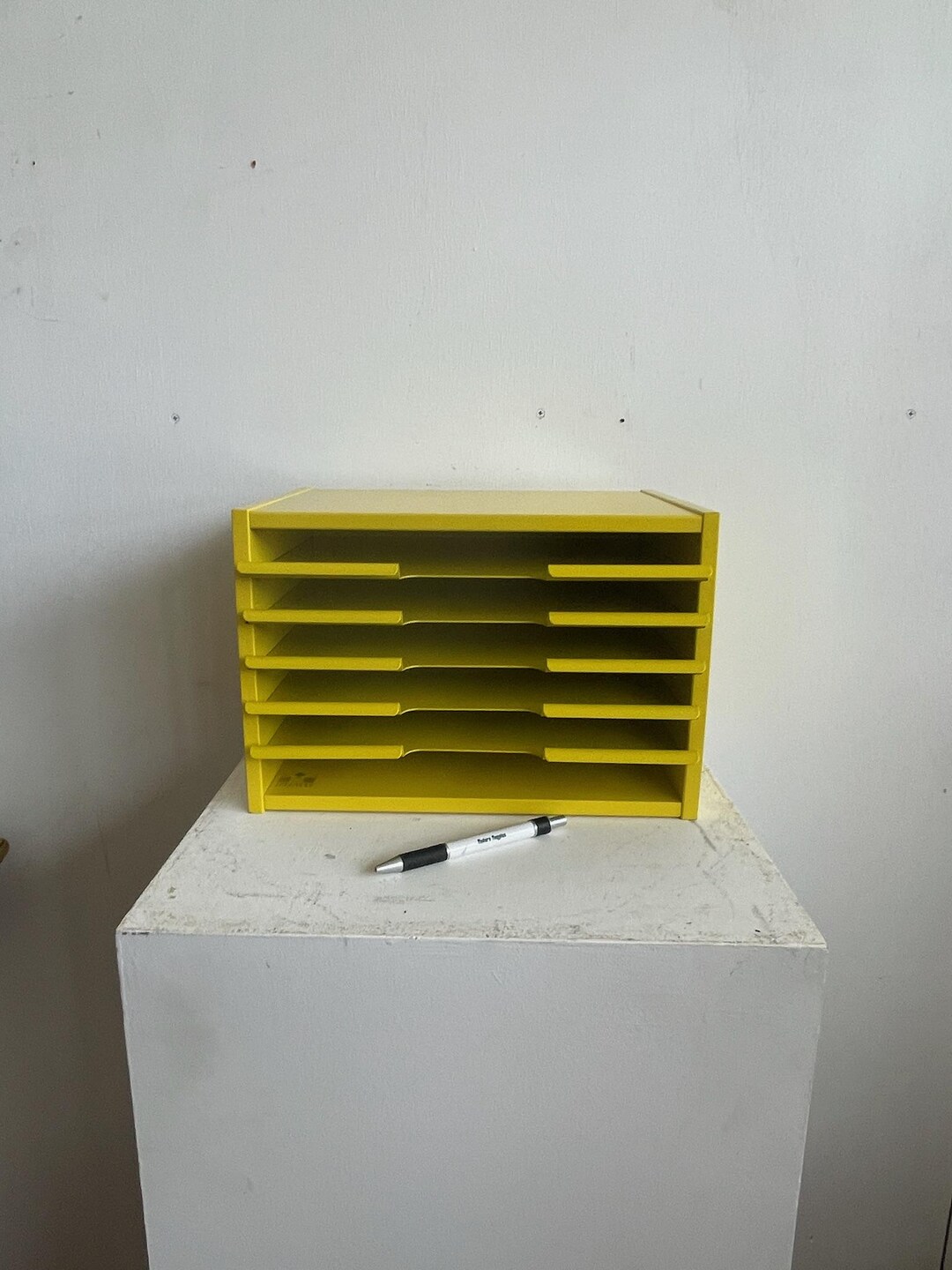 1980s Bright Yellow A4 Office Storage Stationery Box by the Crown ...