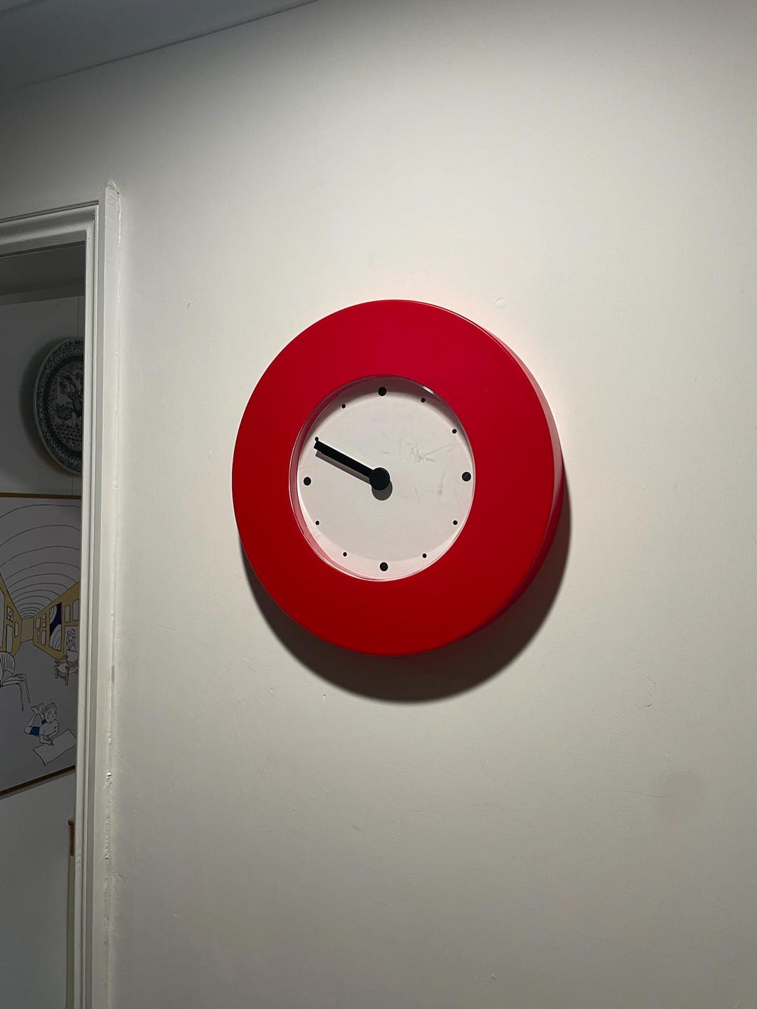 Vintage Red IKEA Tajma Wall Clock - Postmodern Design by K. Hagberg & M ...