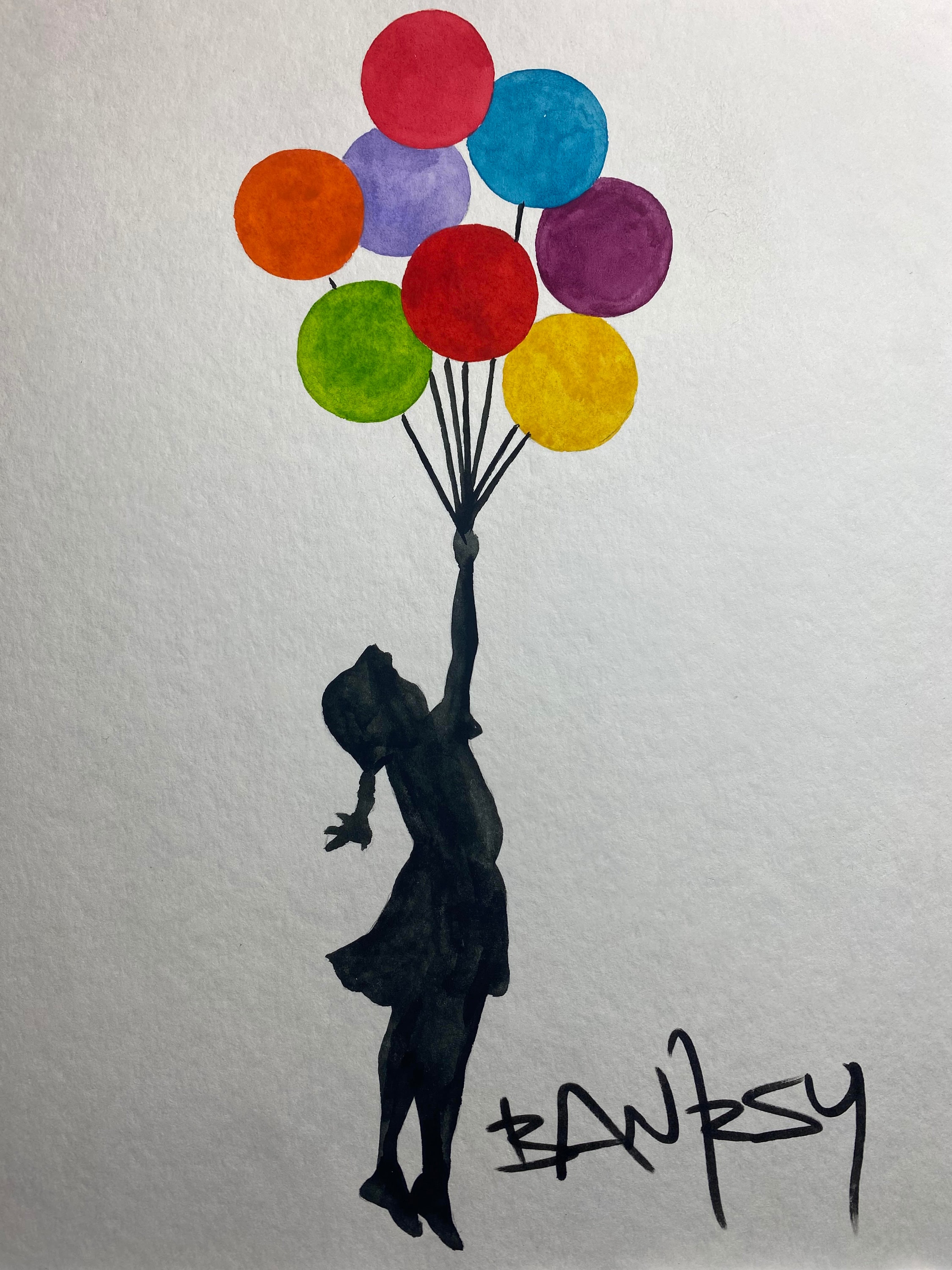 Banksy , Original, Balloon Girl, Signed, Drawing, Painting, Art ...