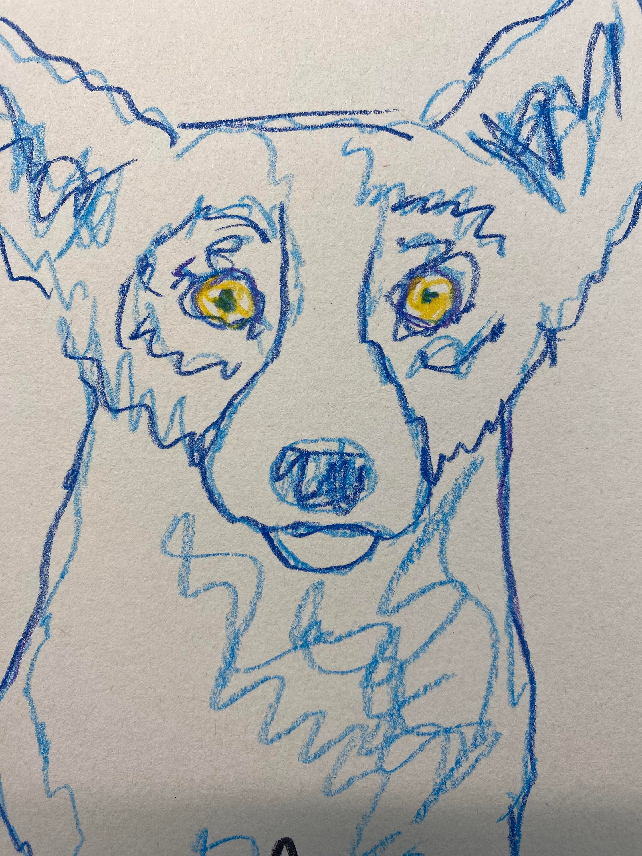 Original, Blue Dog, Estate Found, Drawing, Painting, Art, Artwork ...