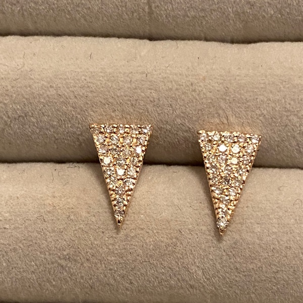 Diamond Triangle Stud Earrings - Etsy