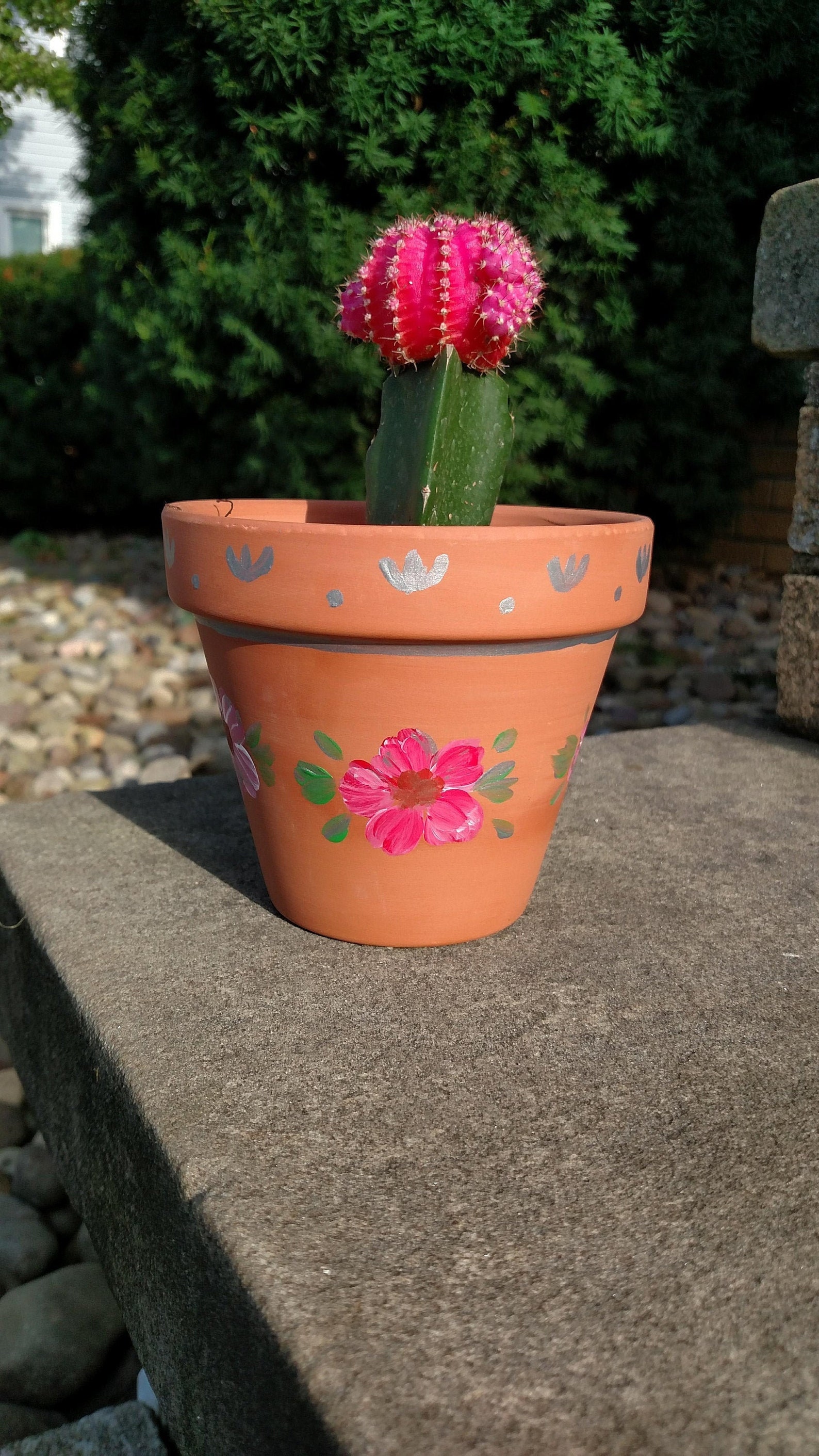 Hand-painted Floral Terra Cotta Pot - Etsy