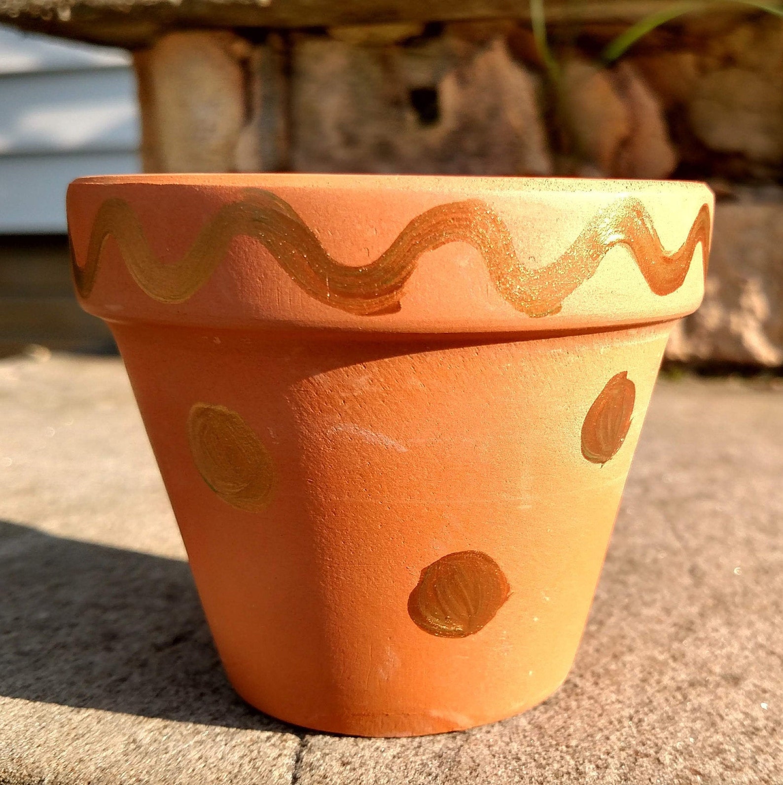 Hand-painted Floral Terra Cotta Pot - Etsy