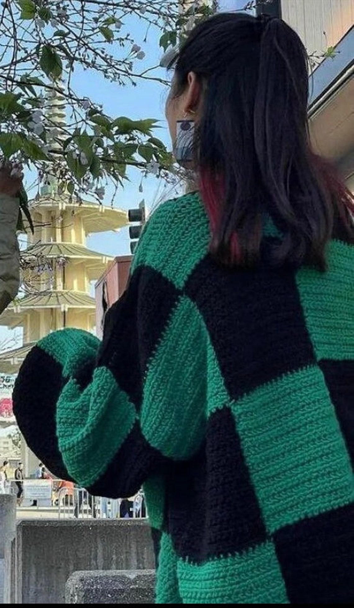 OVERSIZED Checkered Crochet Cardigan Handmade - Etsy