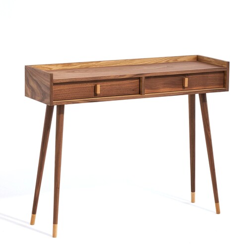 Walnut Console Hallway Table With Marble Top Three Drawers - Etsy