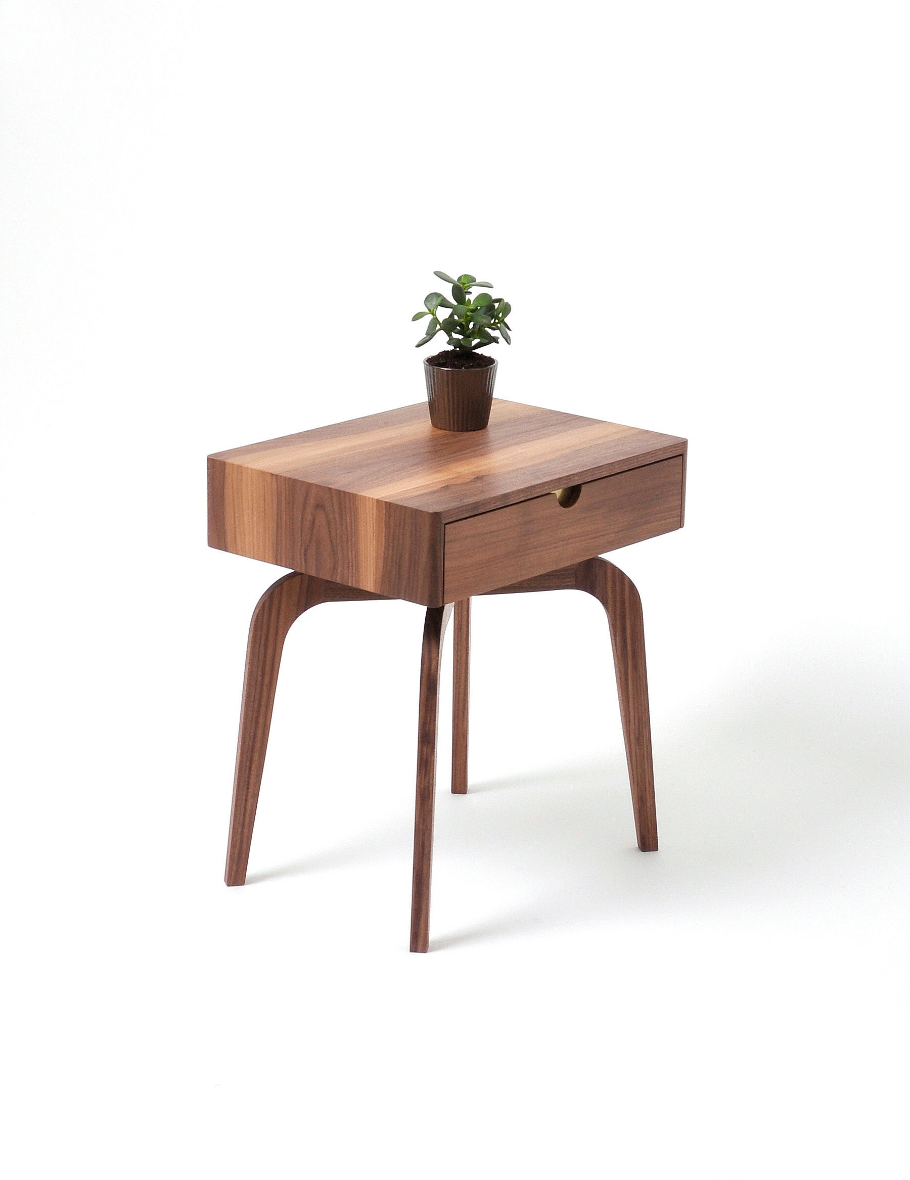 Mid Century Modern Solid Walnut Nightstand With Drawer | Etsy