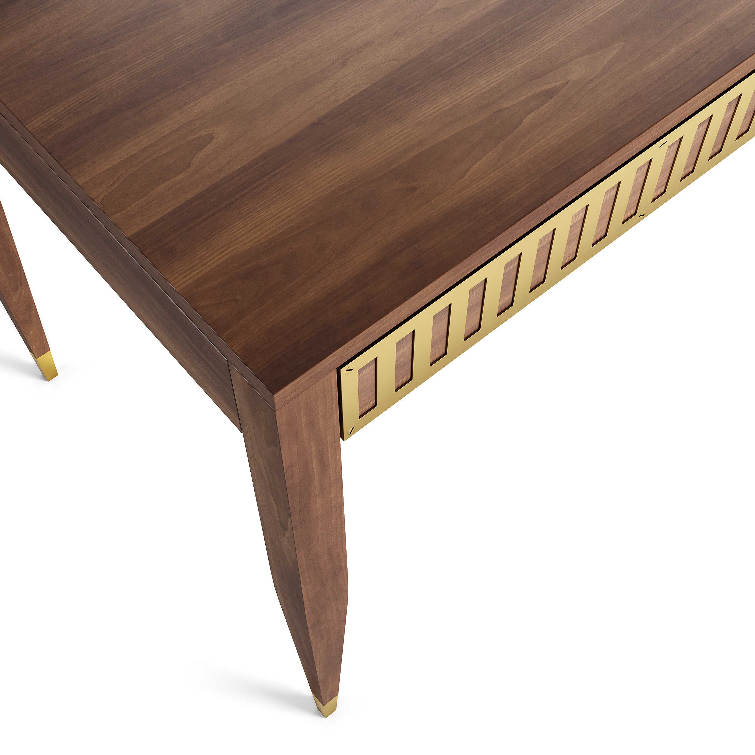 Walnut Office Desk With Three Solid Walnut Drawers and Brass | Etsy