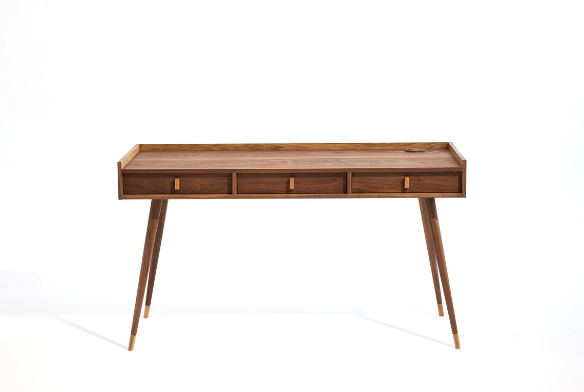 Walnut Office Desk With Three Solid Walnut Drawers and Legs | Etsy