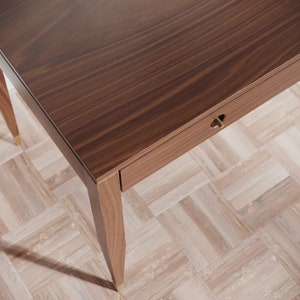 Walnut Desk With Two Solid Drawers and Shelf, Mid Century Modern, Study ...