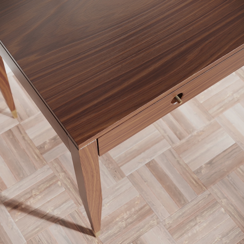 Walnut Desk With Two Solid Drawers and Shelf Mid Century | Etsy