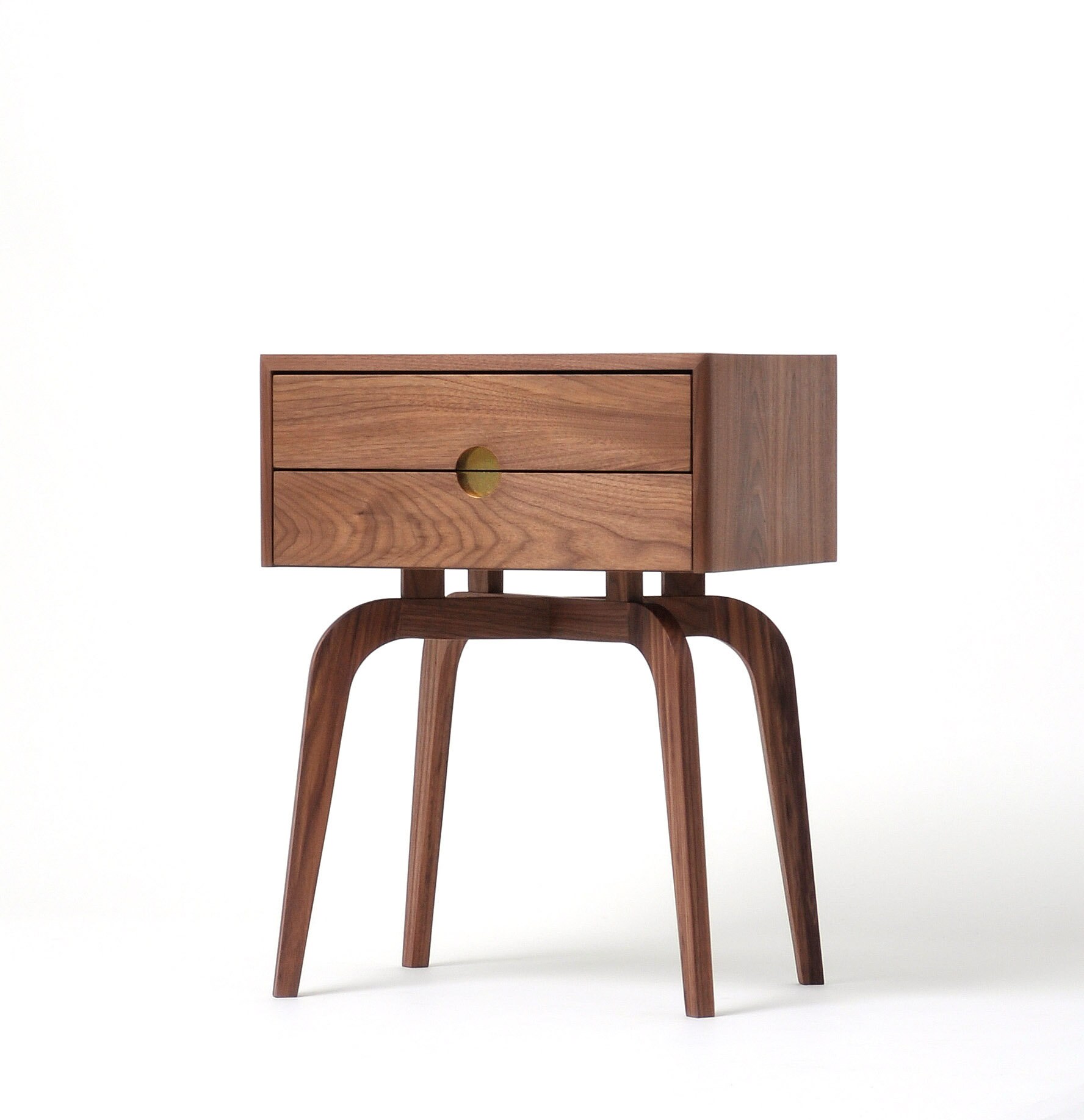 Mid Century Modern Solid Walnut Nightstand With Double - Etsy