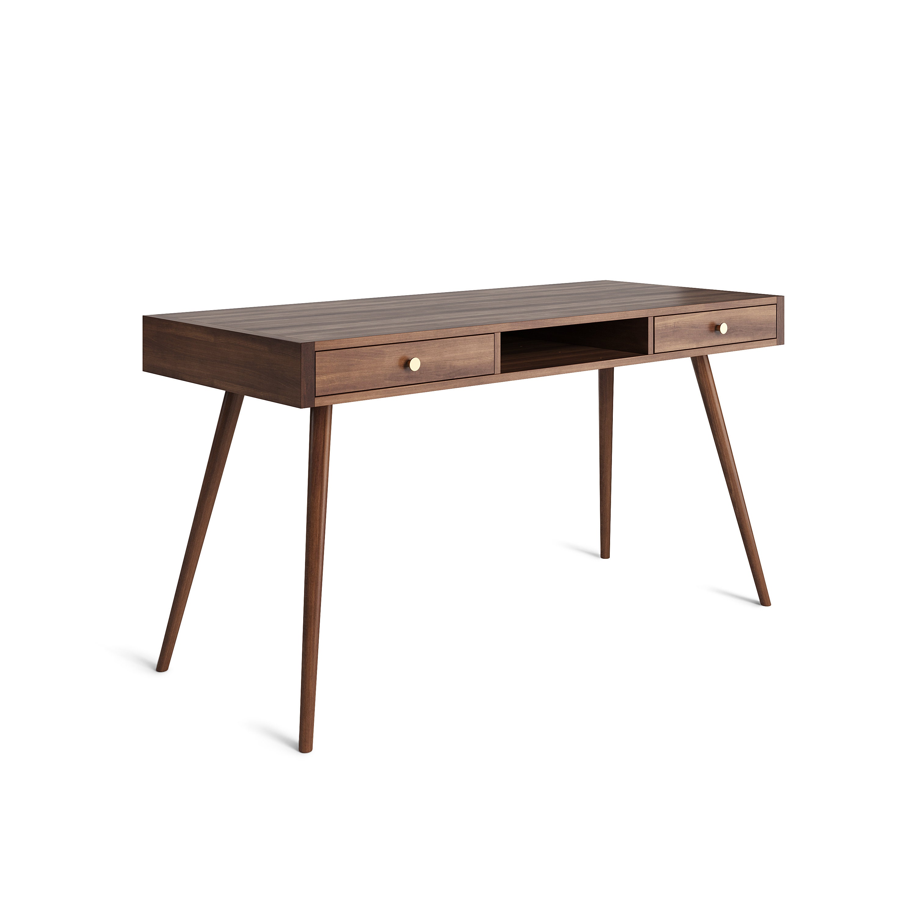 Walnut Office Desk With Two Solid Walnut Drawers and Shelf | Etsy