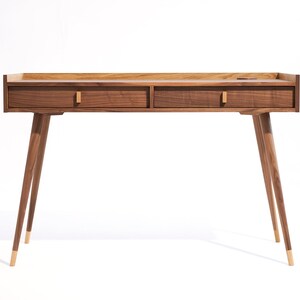 Walnut Office Desk With Two Solid Walnut Drawers and Legs, Bureau, Mid ...
