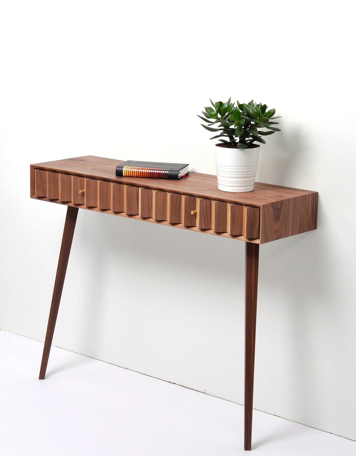 Console Hallway Table Walnut Wood and Oak Wood Entryway Table | Etsy