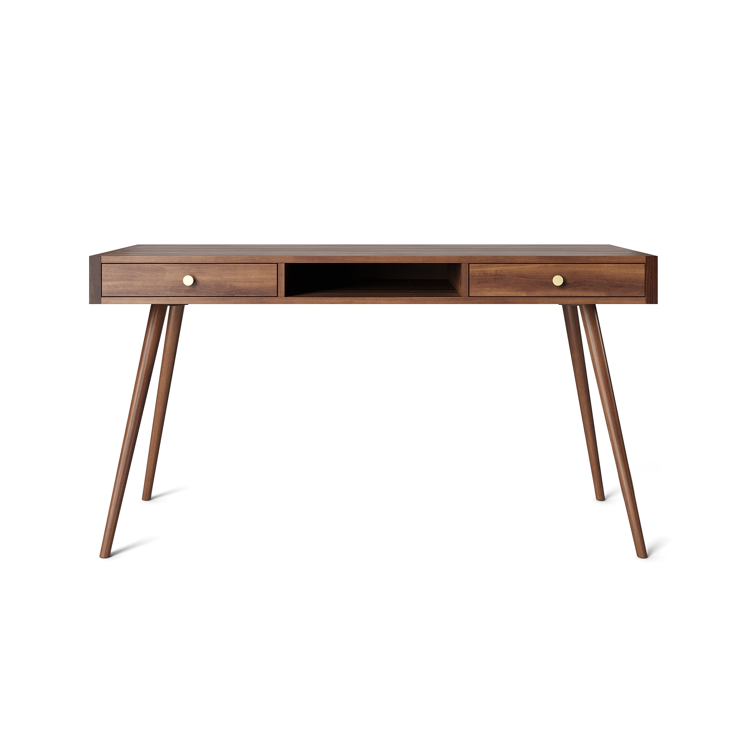 Walnut Office Desk With Two Solid Walnut Drawers and Shelf | Etsy