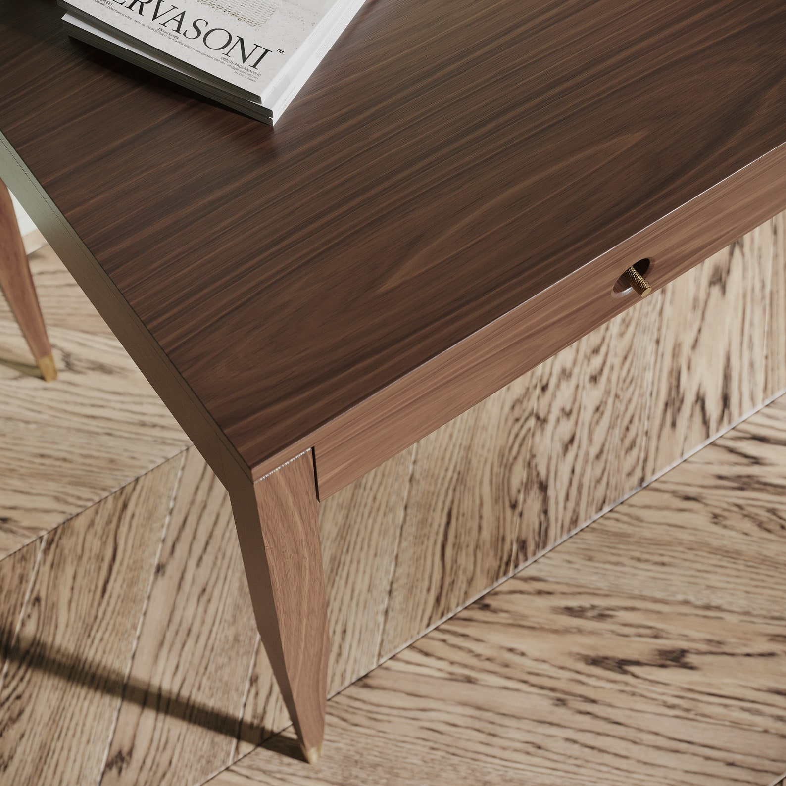 Walnut Office Desk With Two Solid Walnut Drawers, Bureau, Mid Century ...