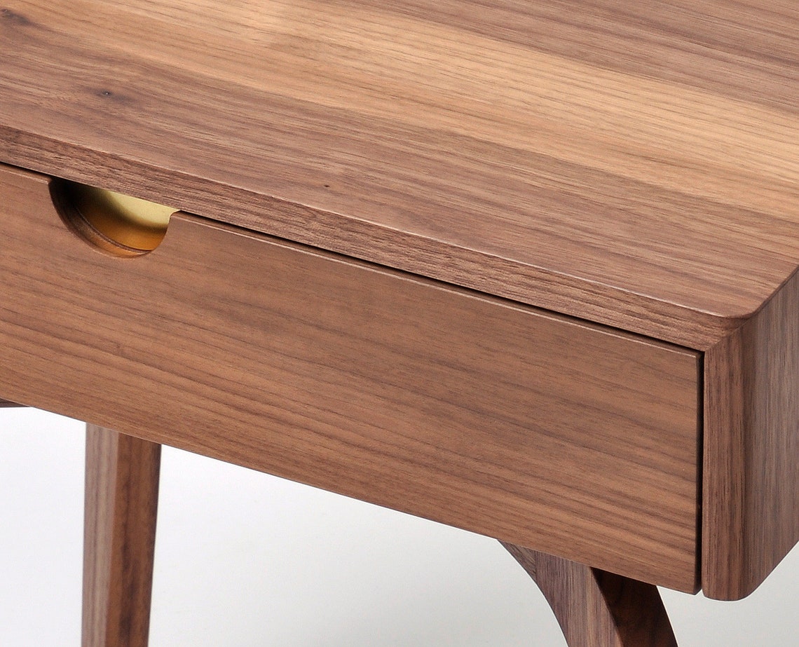 Mid Century Modern Solid Walnut Nightstand With Drawer - Etsy