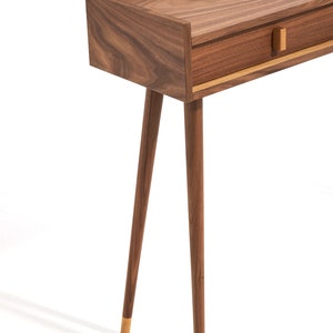 Console Hallway Table Walnut Wood, Entryway Table With Two Drawers, Mid ...