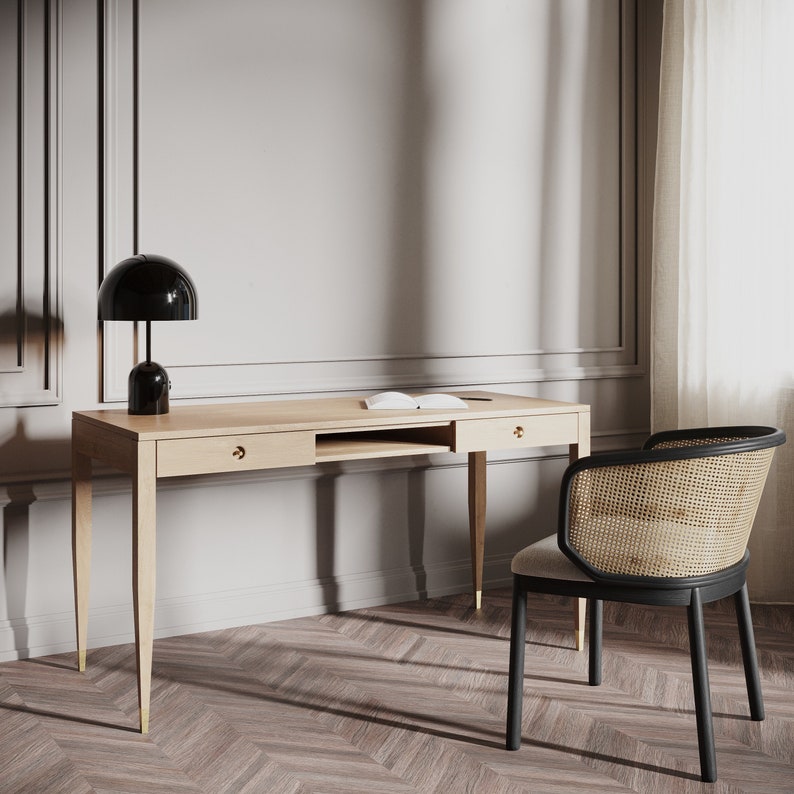 Oak Desk With Two Solid Oak Drawers and Shelf Mid Century | Etsy