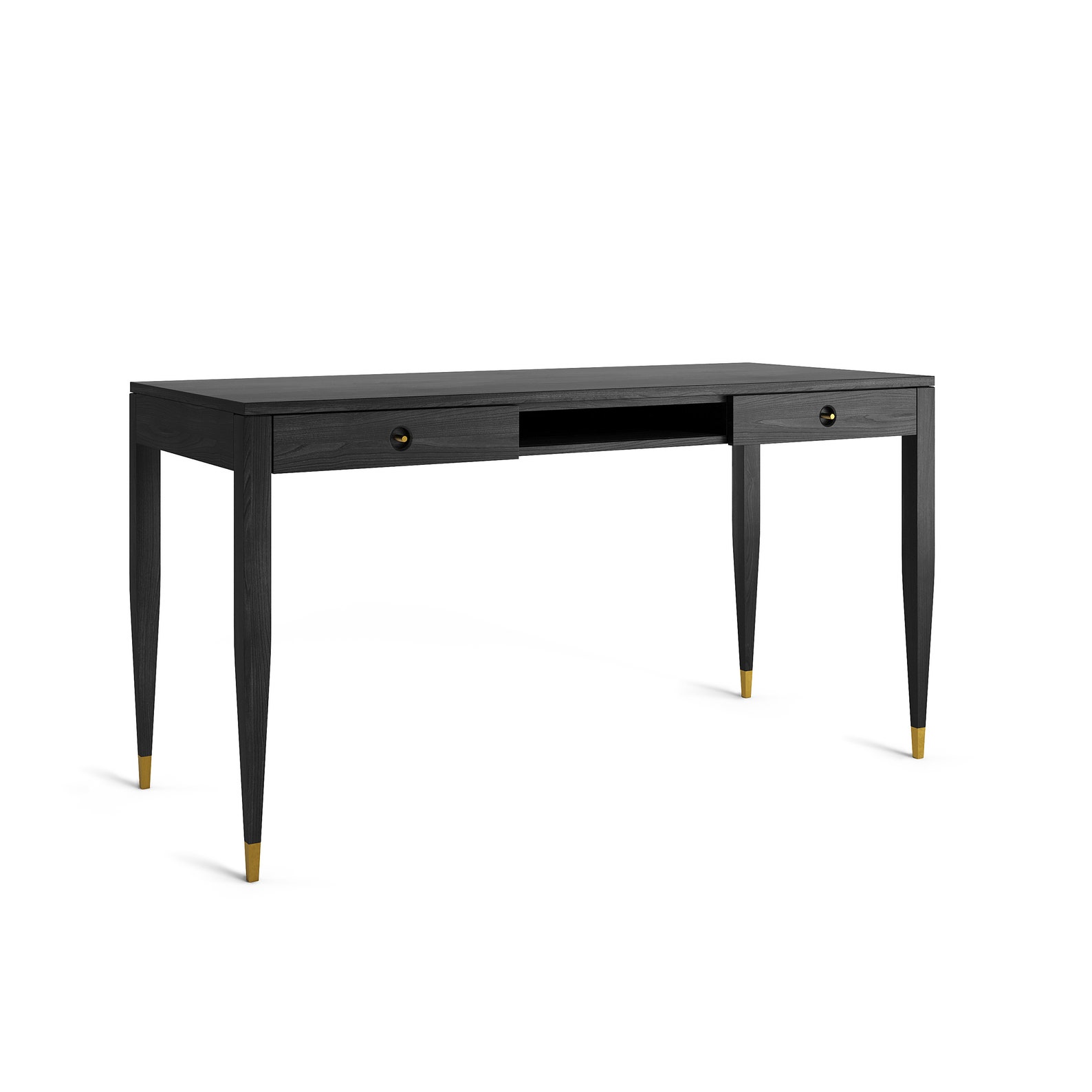 Black Oak Desk With Two Solid Oak Drawers and Shelf Mid - Etsy